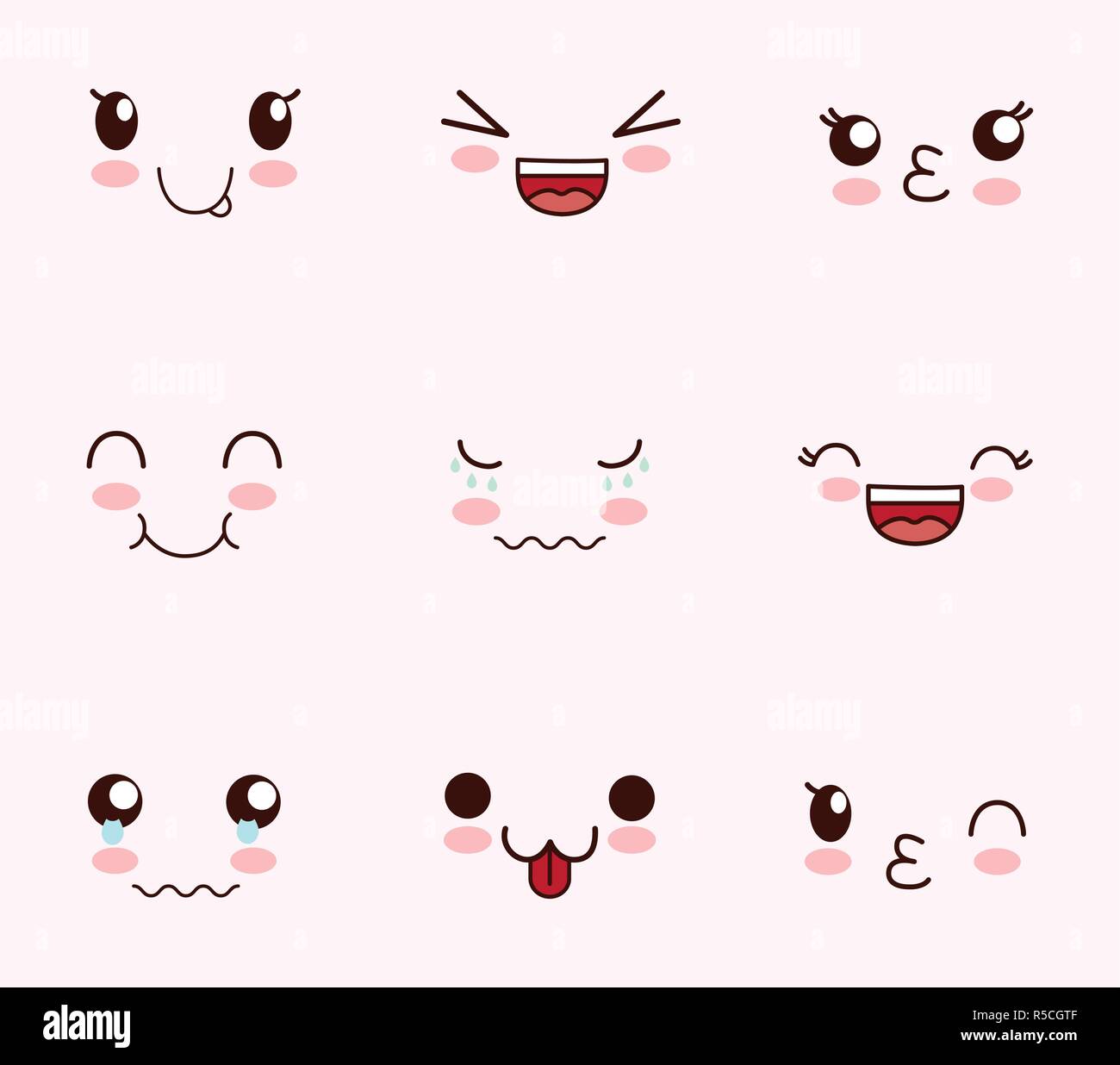 cute set of faces kawaii vector illustration design Stock Vector Image ...