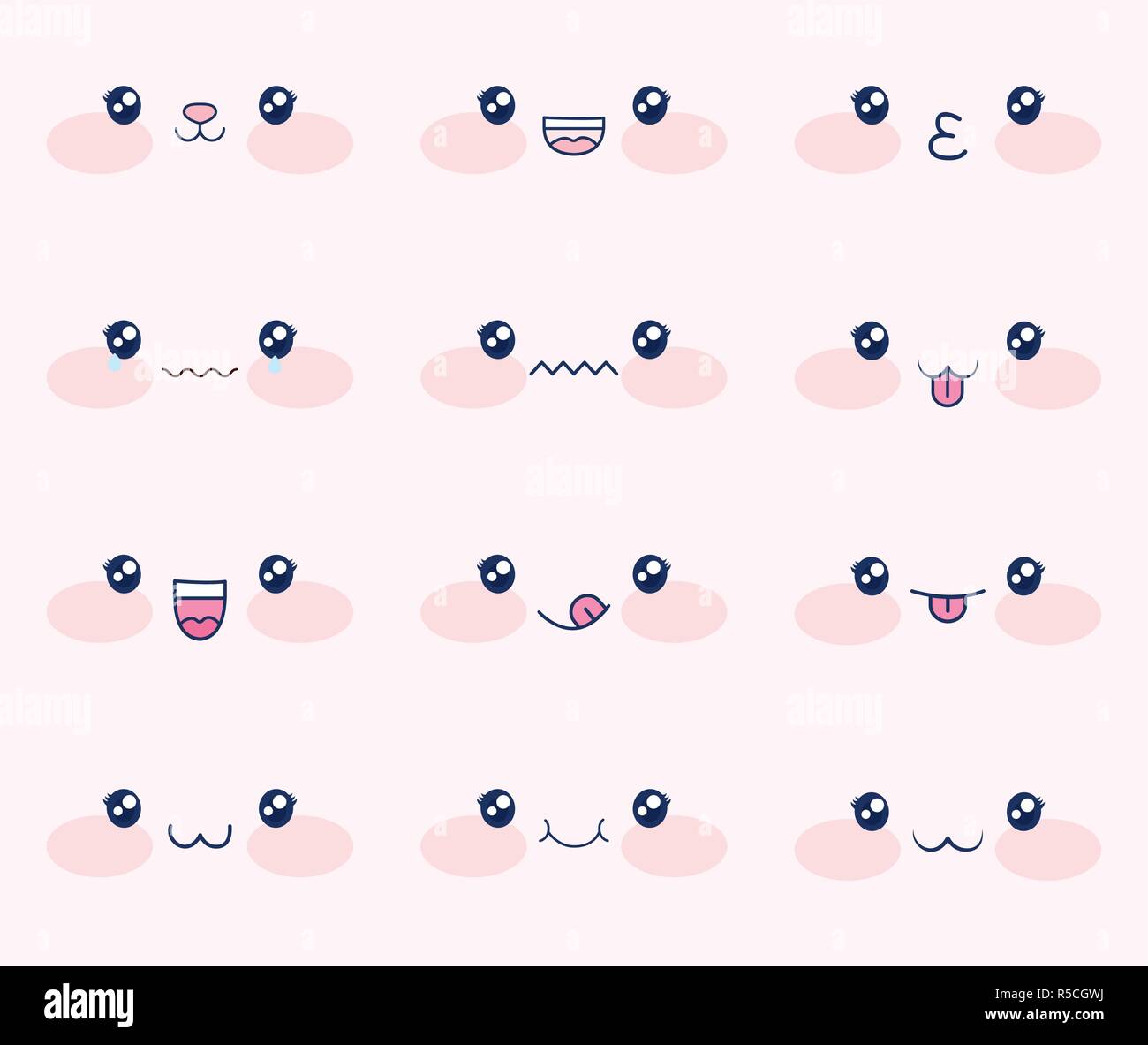 cute set of faces kawaii vector illustration design Stock Vector Image ...