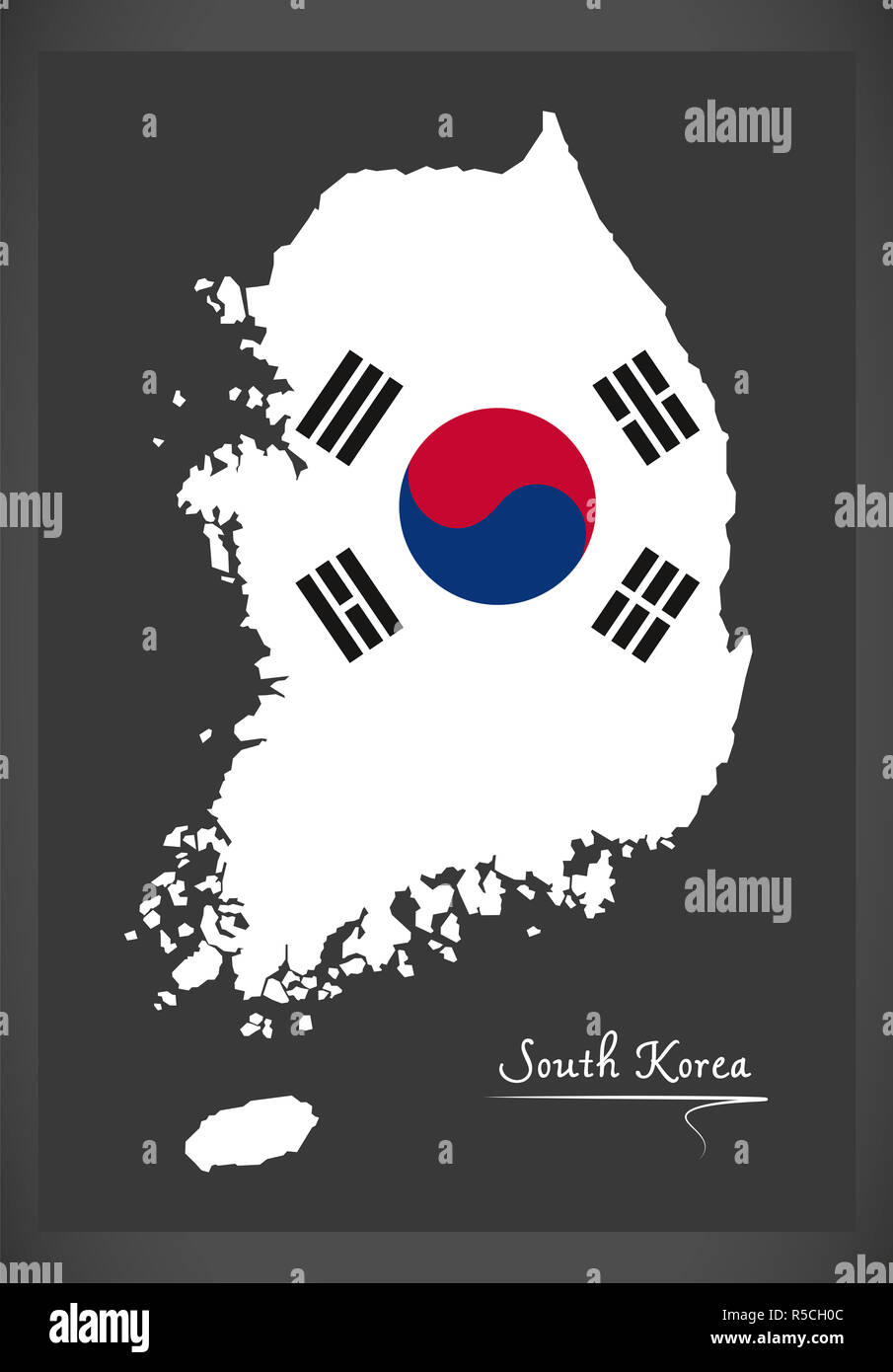 South Korea country map with national flag illustration Stock Photo - Alamy