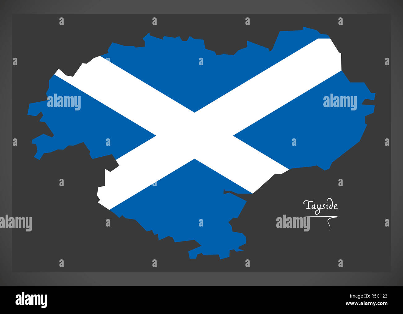 Tayside map with Scottish national flag illustration Stock Photo - Alamy