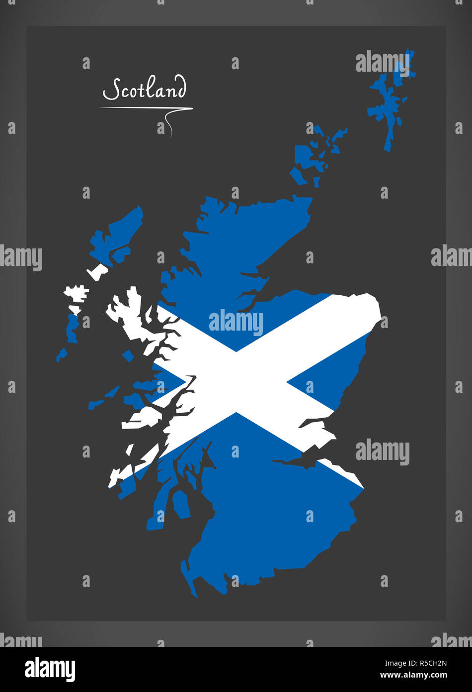 Scotland map with Scottish national flag illustration Stock Photo - Alamy