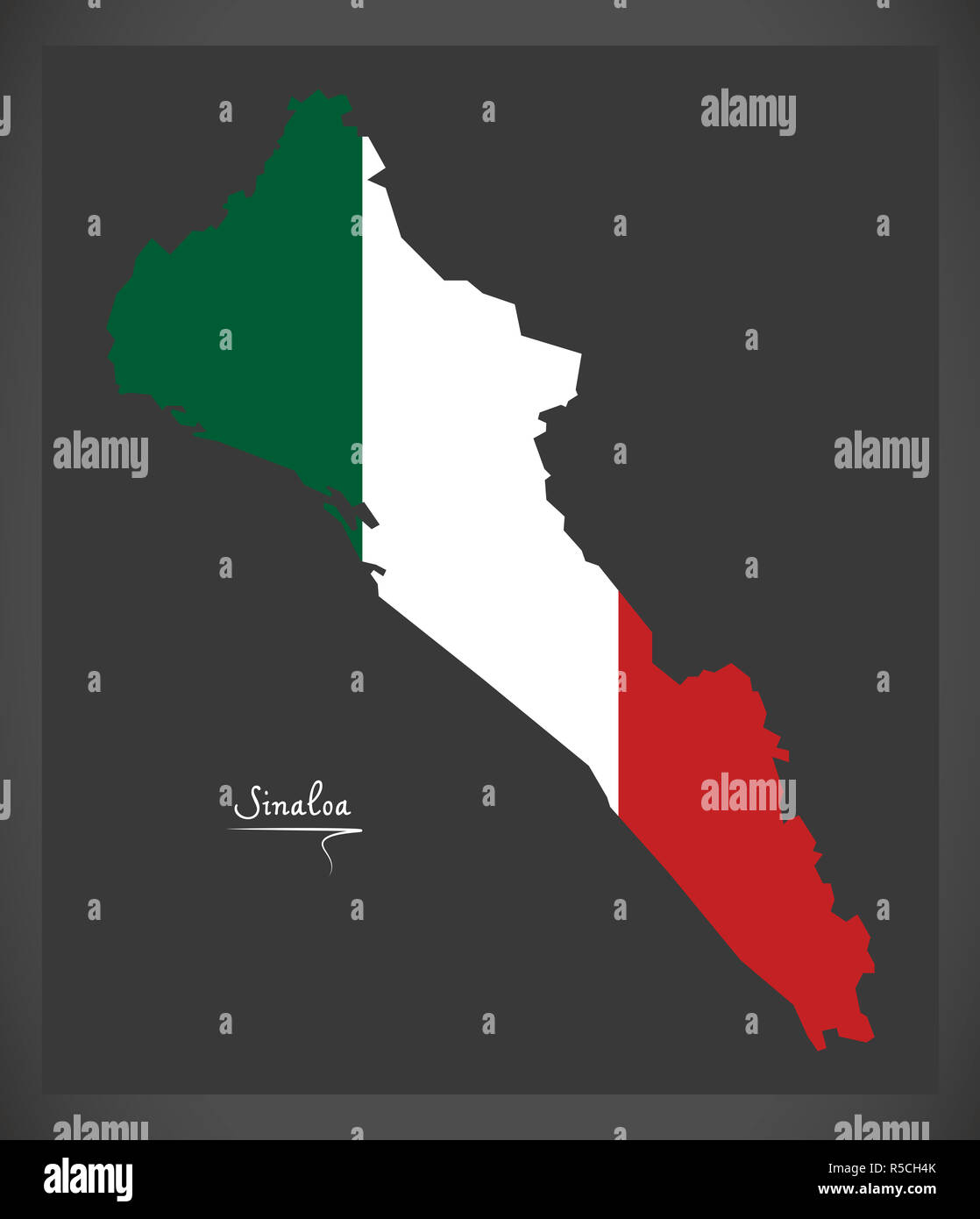 Sinaloa map with Mexican national flag illustration Stock Photo - Alamy
