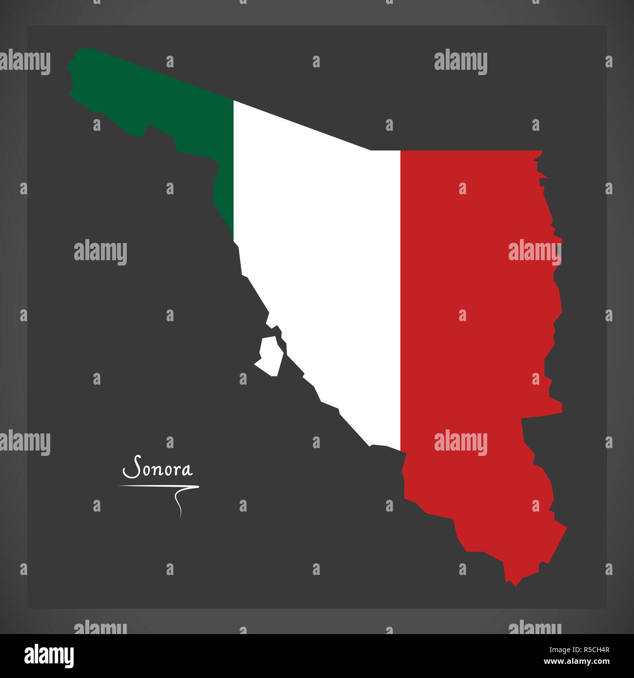 Sonora map with Mexican national flag illustration Stock Photo - Alamy