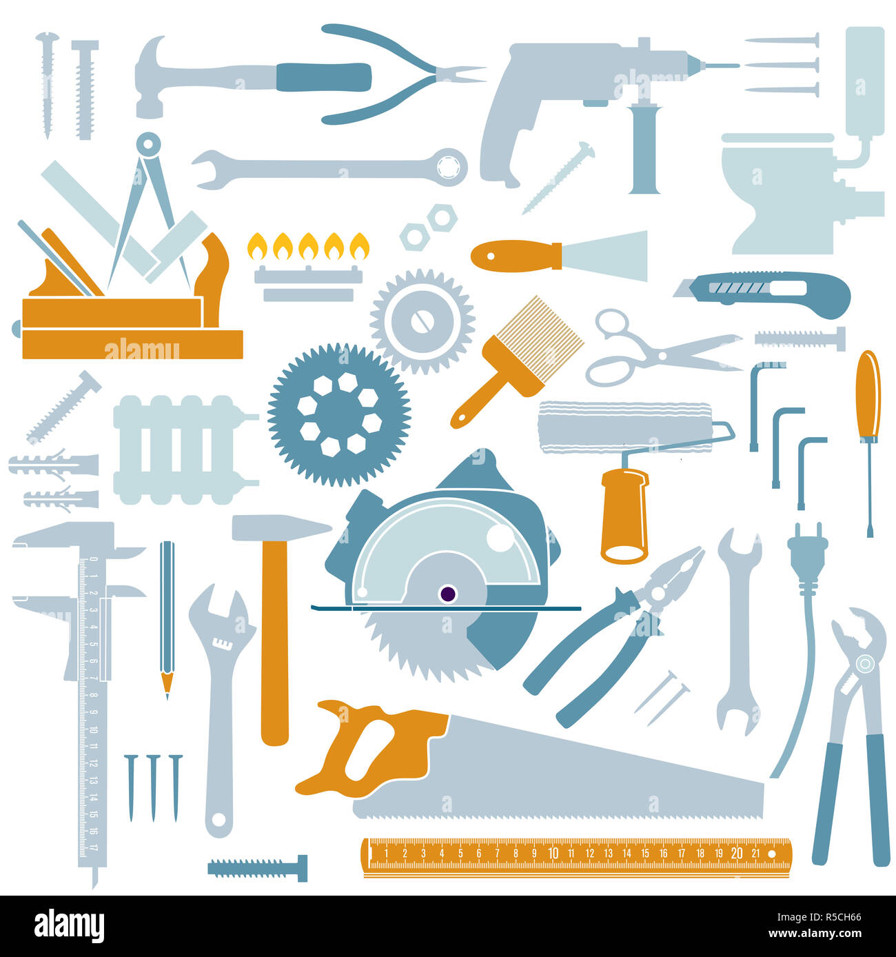 hand tool collection on white,illustration Stock Photo - Alamy