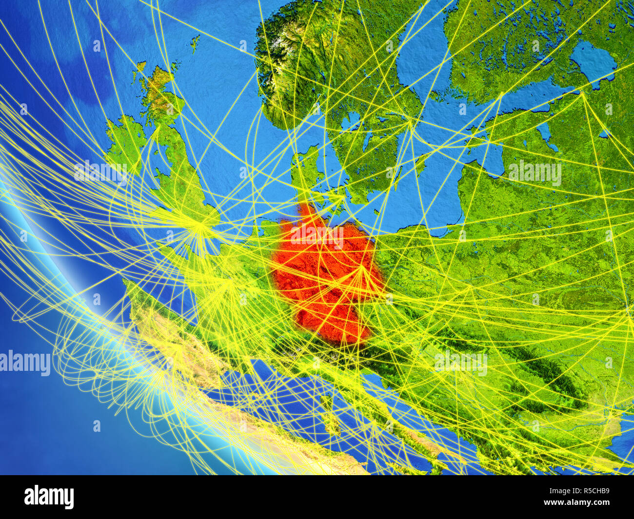 Germany on planet Earth from space with network. Concept of ...