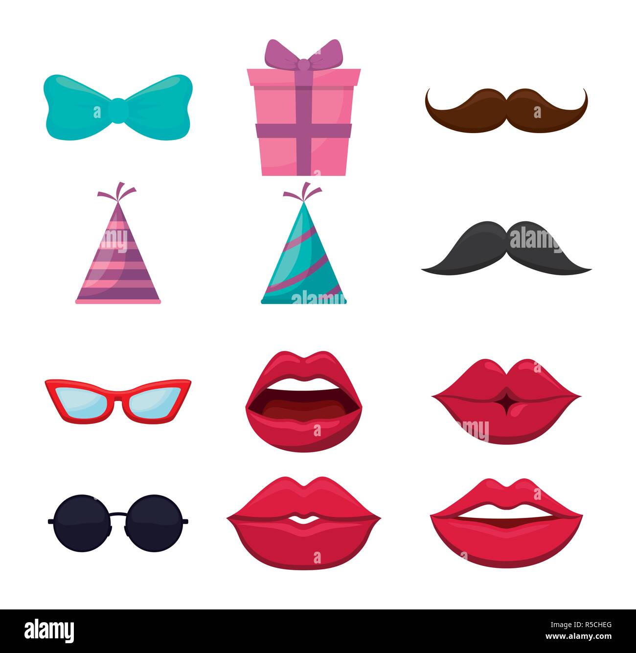 set accessories of party traditional vector illustration design Stock ...