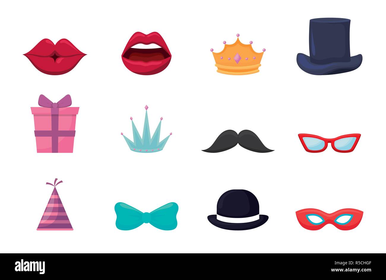 set accessories of party traditional vector illustration design Stock ...
