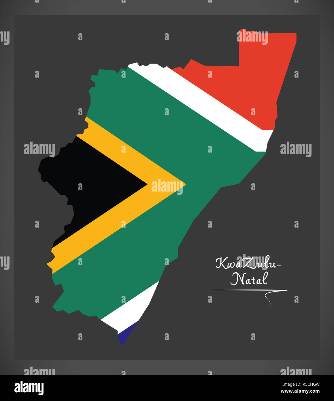 KwaZulu - Natal South Africa map with national flag illustration Stock ...