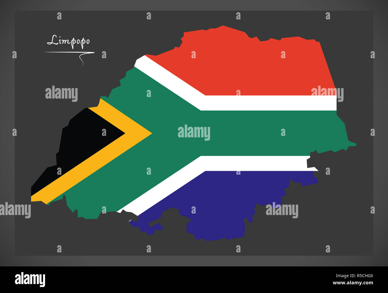 Limpopo South Africa map with national flag illustration Stock Photo ...