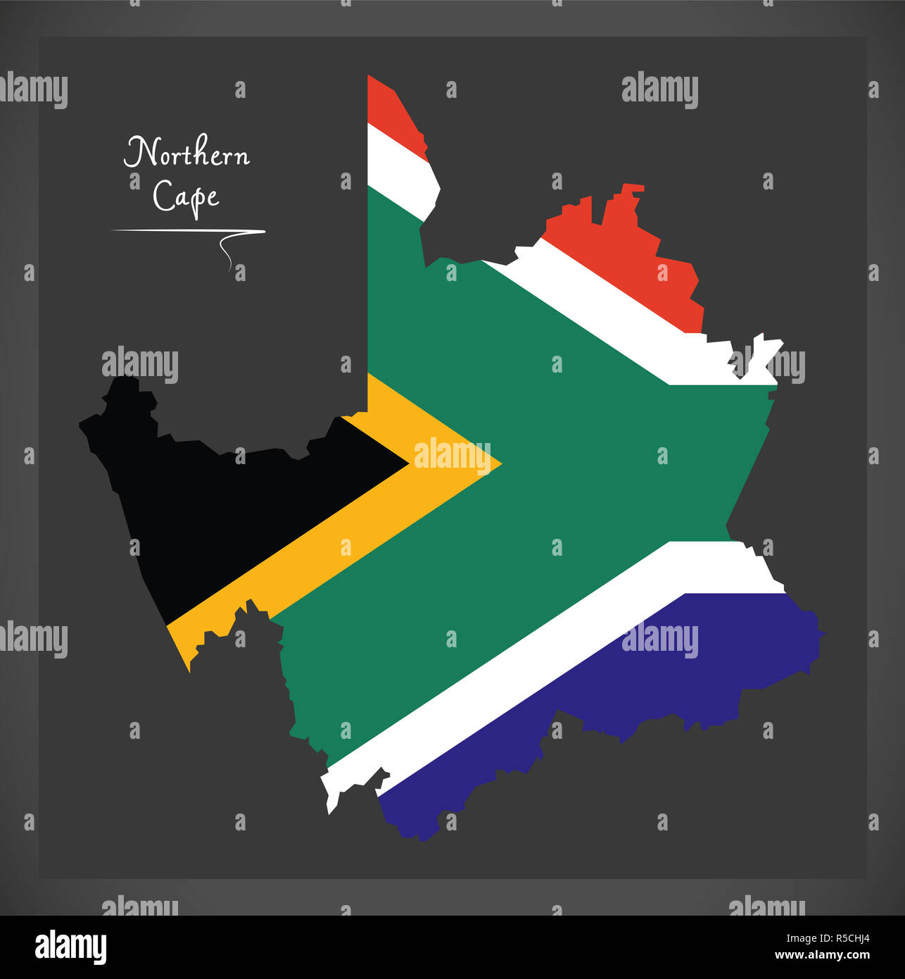 Northern Cape South Africa map with national flag illustration Stock ...