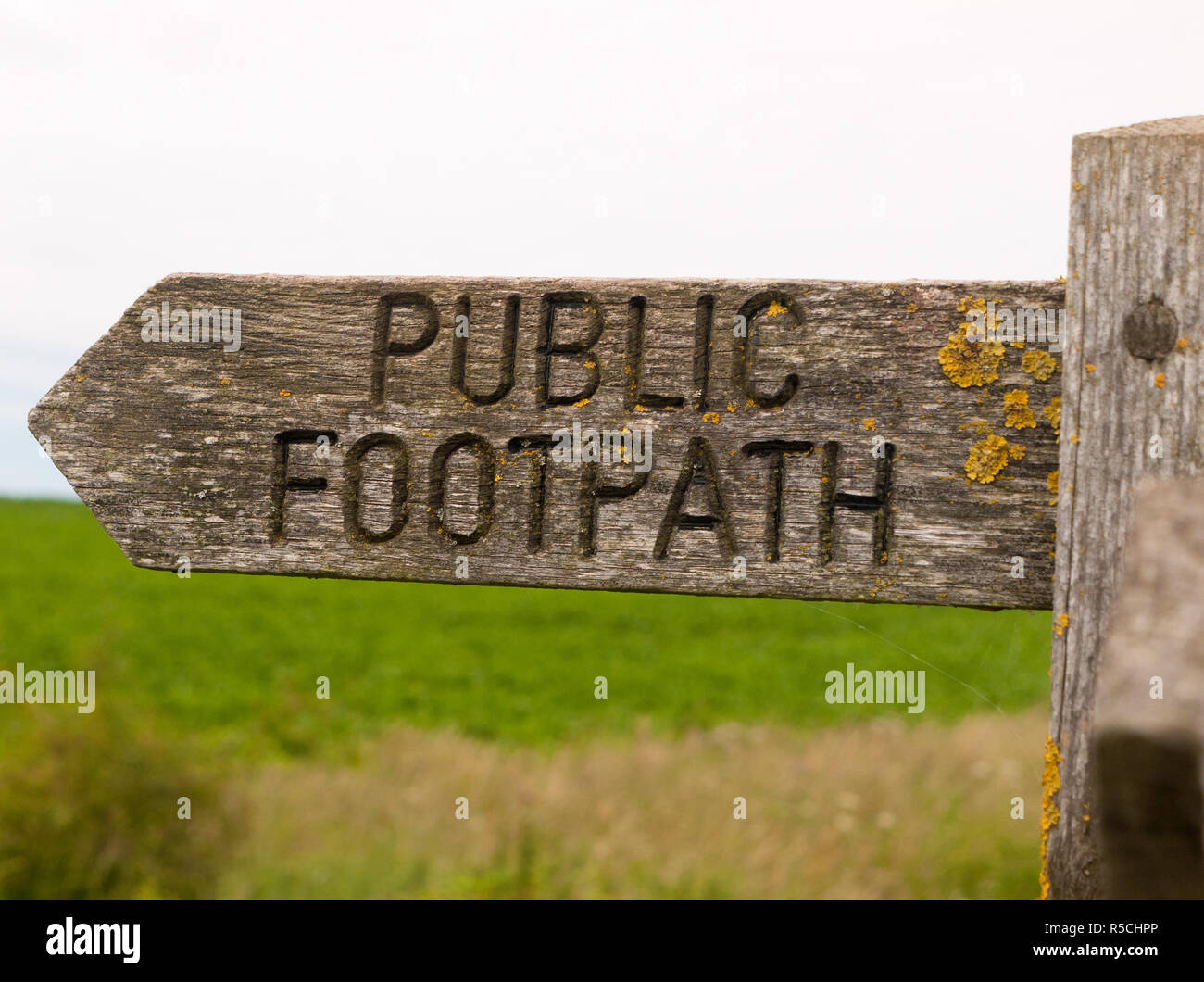 Stock Photo - public footpath wooden sign outside leading way country ...