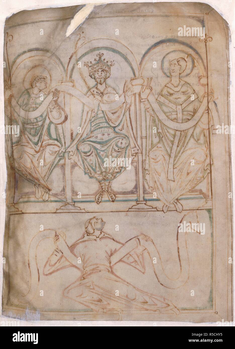 King Edgar with saints. Regularis Concordia. Canterbury [Christ Church ...