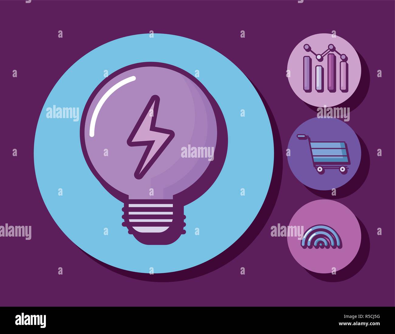light bulb with business icons vector illustration design Stock Vector ...