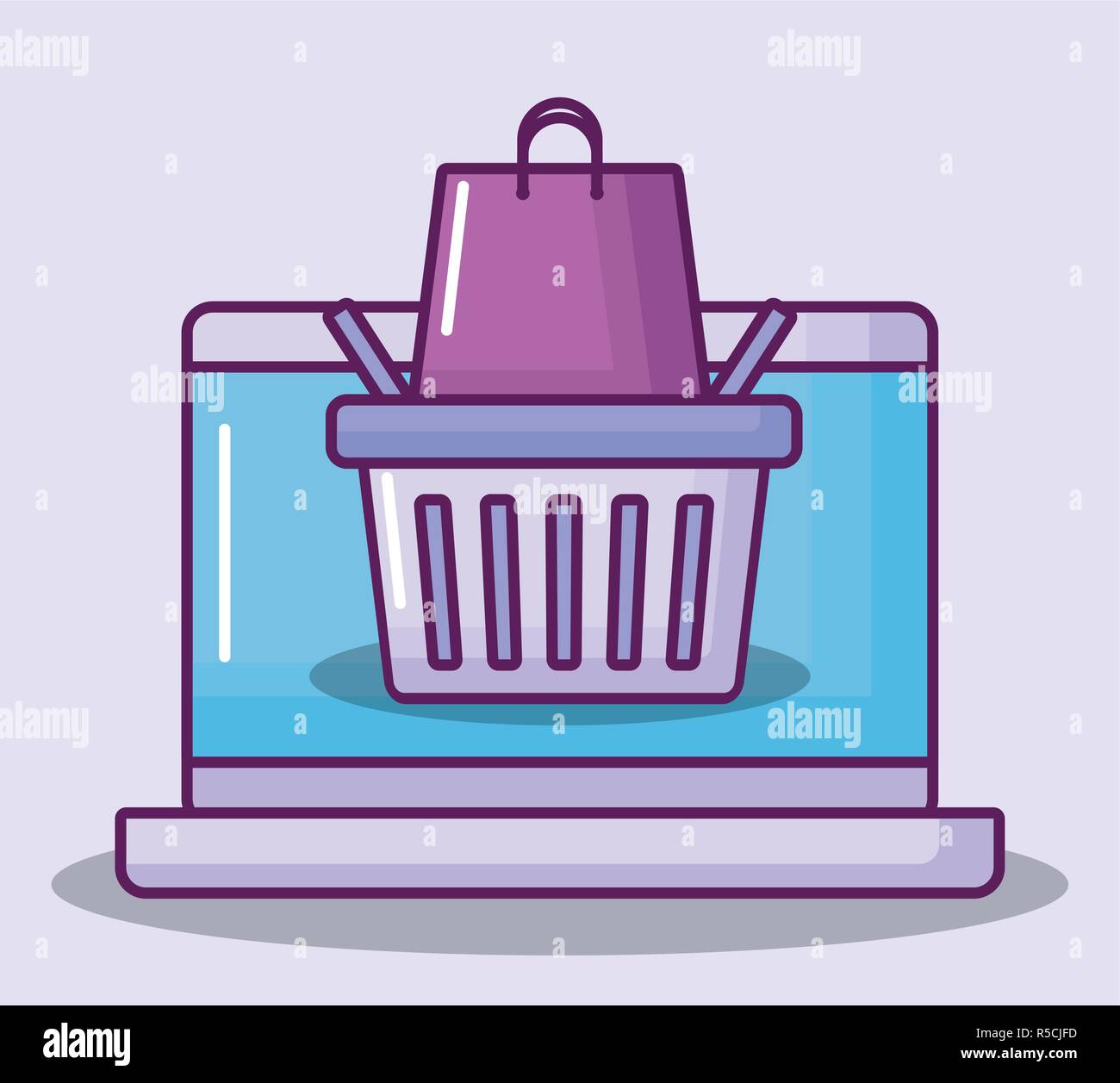 laptop computer with shopping basket vector illustration design Stock ...