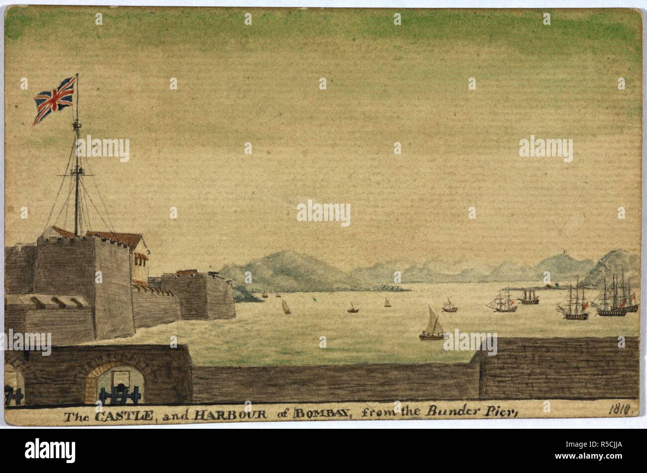 The Castle and Harbour of Bombay, from the Bunder Pier. 1810. Bombay ...