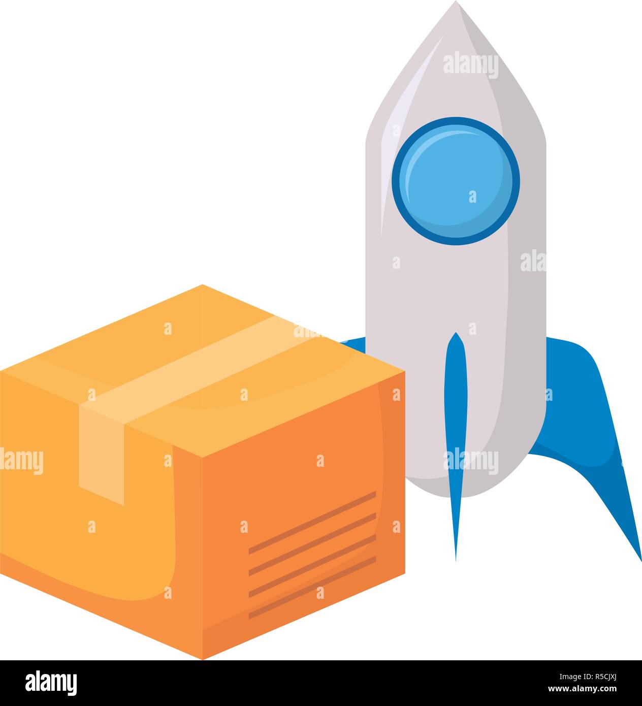 online shopping commerce rocket box vector illustration Stock Vector ...
