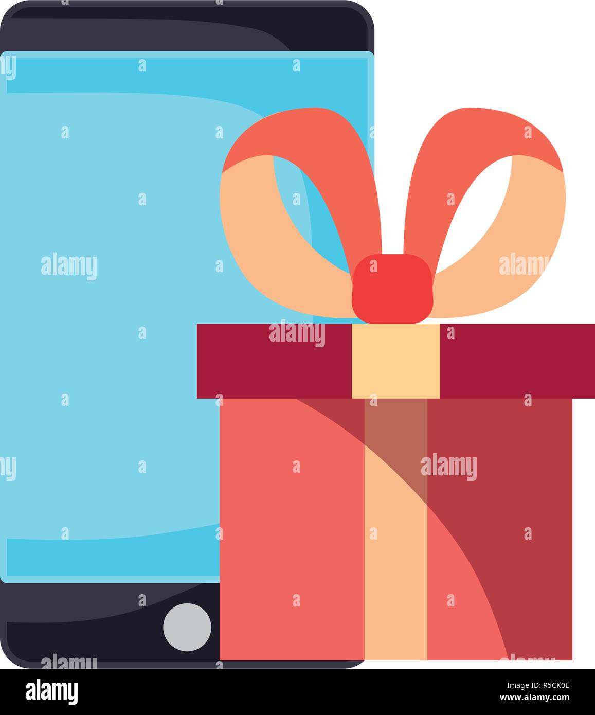online shopping commerce mobile and gift box vector illustration Stock ...