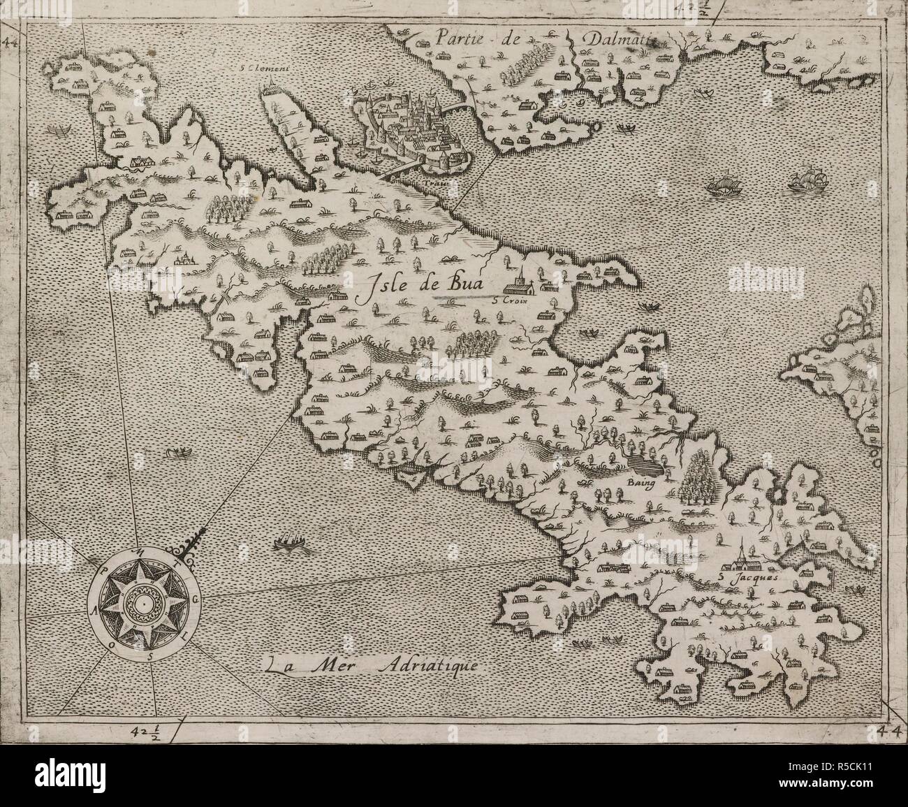 A map of the island of Bua. [Map of the] Isle de Bua. [Venice], [1650 ...