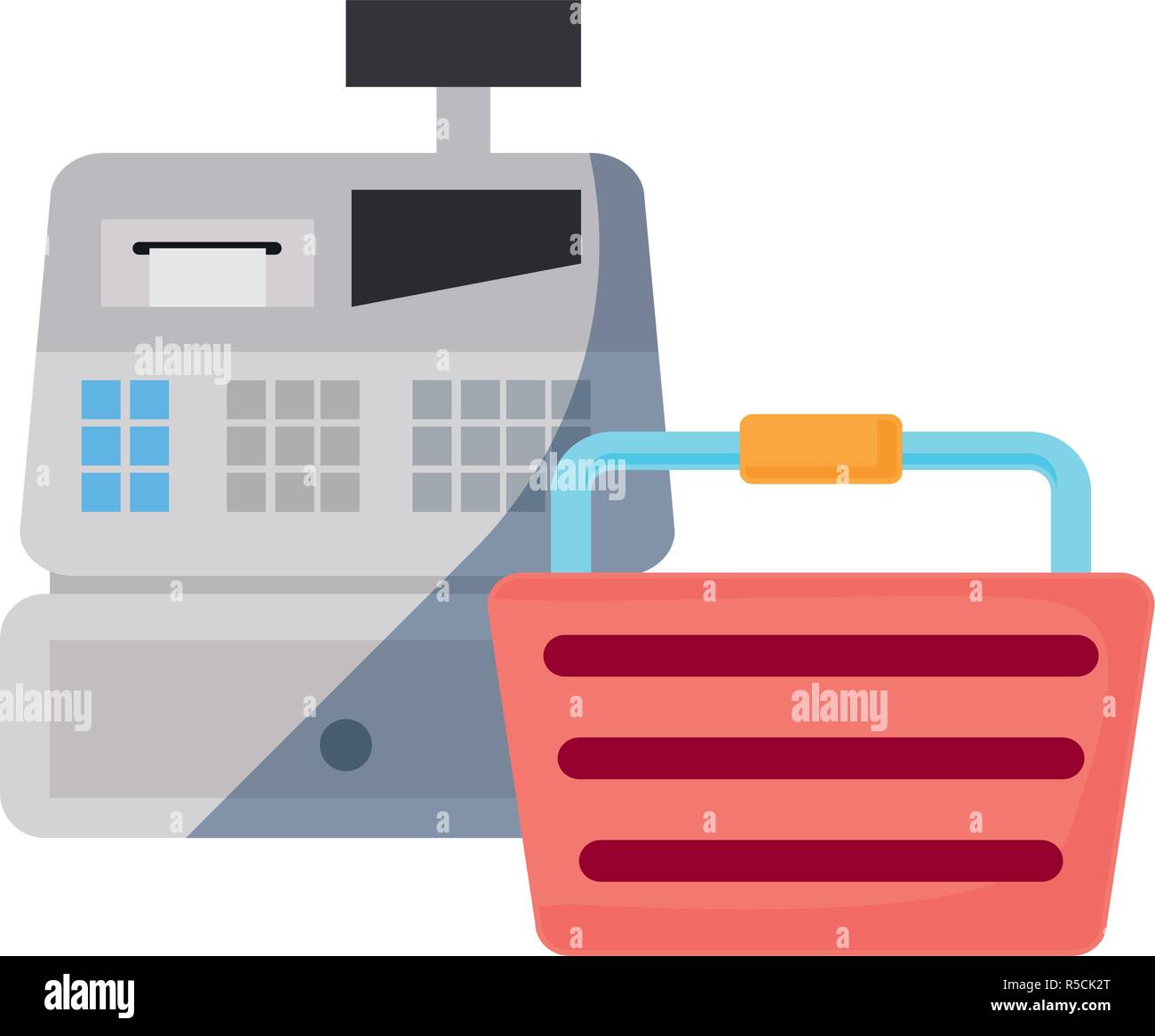 online shopping commerce cash register basket vector illustration Stock ...
