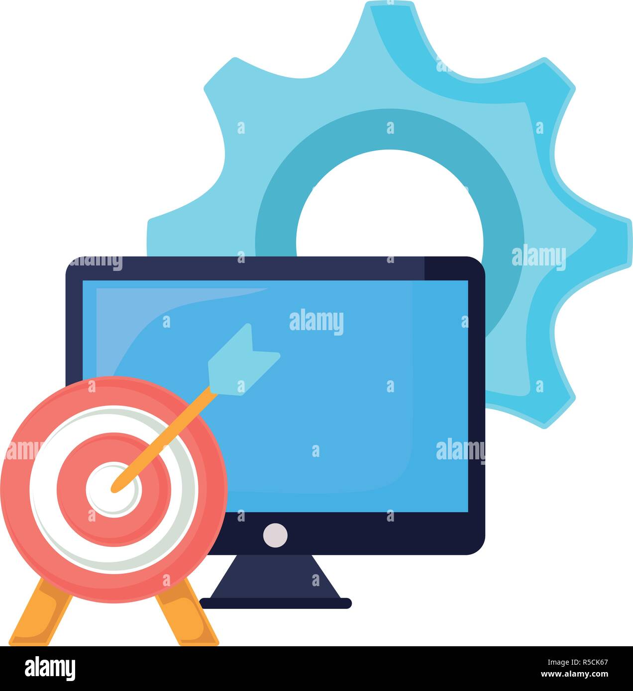 online shopping commerce computer target gear vector illustration Stock ...