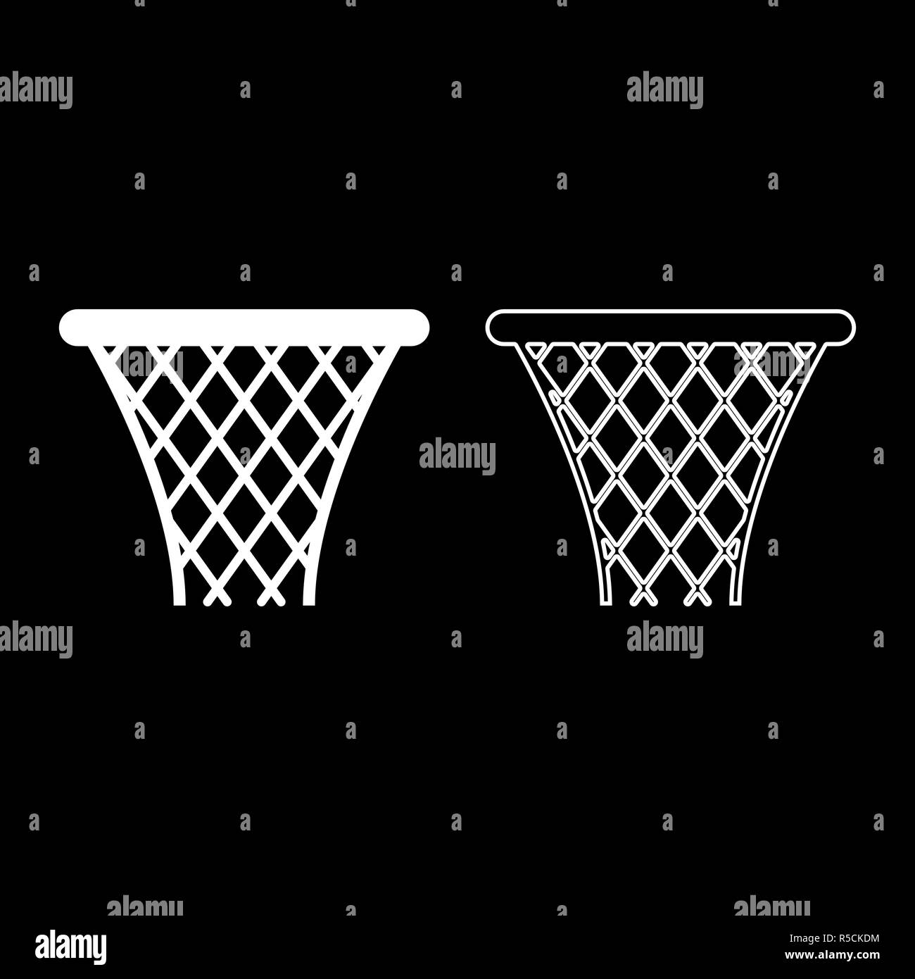 Basketball basket Streetball net basket icon set white color vector I ...