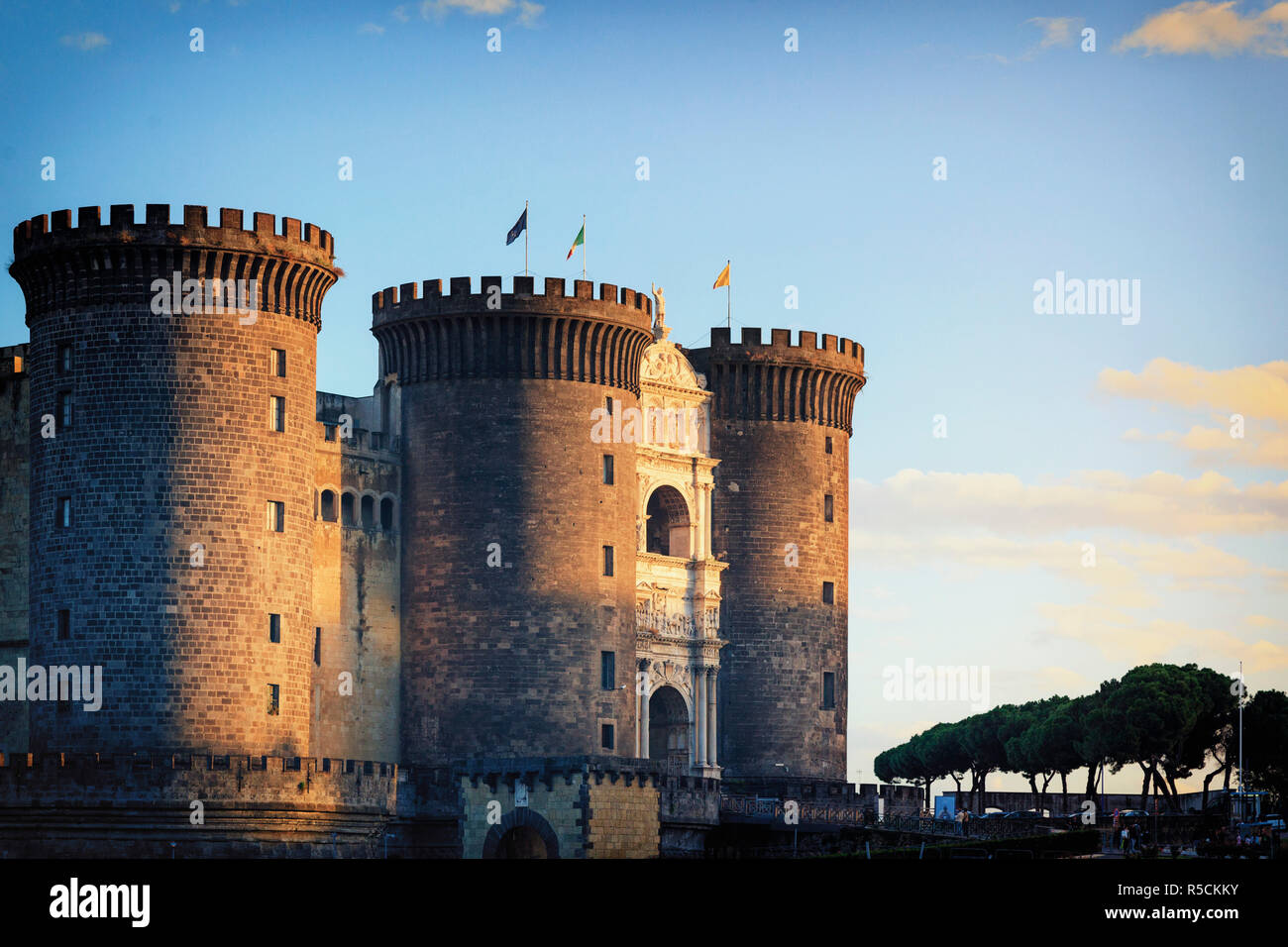 Italy, Naples, Castel Nuovo or Maschio Angioino (Angevin Fortress Stock ...