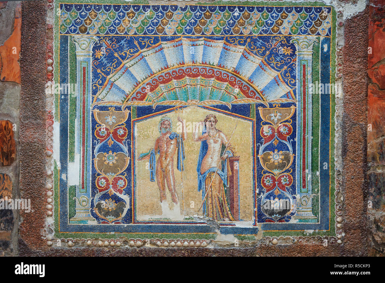 Italy, Naples, Herculaneum, Roman Ruins (UNESCO site), Mosaics Stock ...