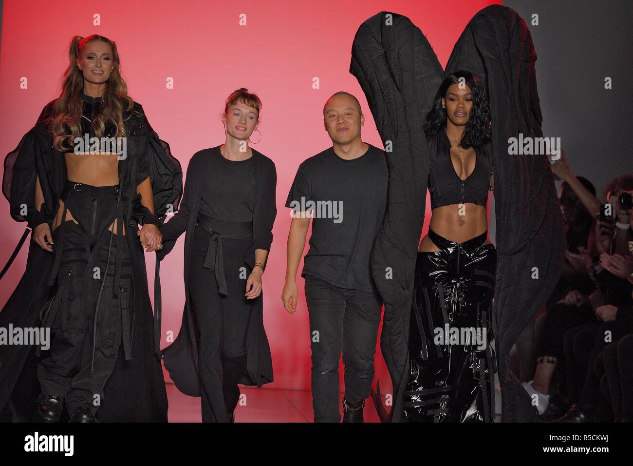 NEW YORK, NY - SEPTEMBER 11: (L-R) Paris Hilton,Designers Emilia Pfohl ...
