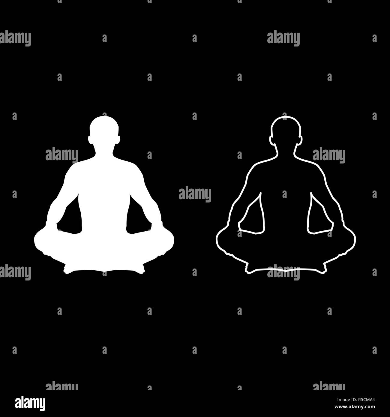 Simple Meditation Silhouette Simple Yoga Stock Illustrations