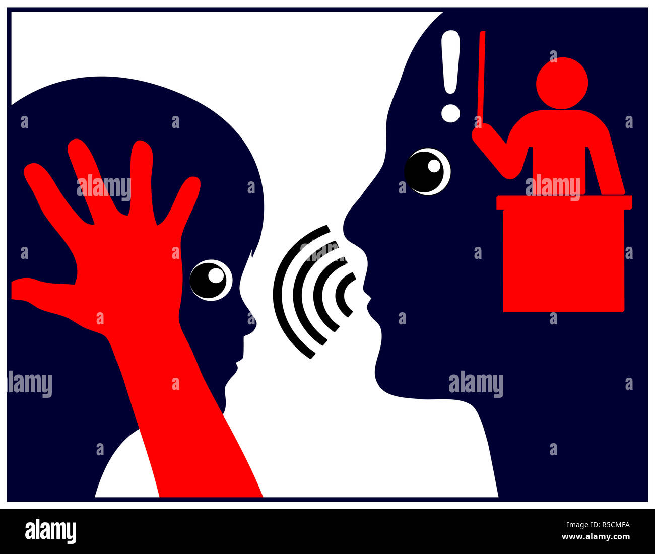 Parent intimidates his child who is afraid of the consequences Stock ...