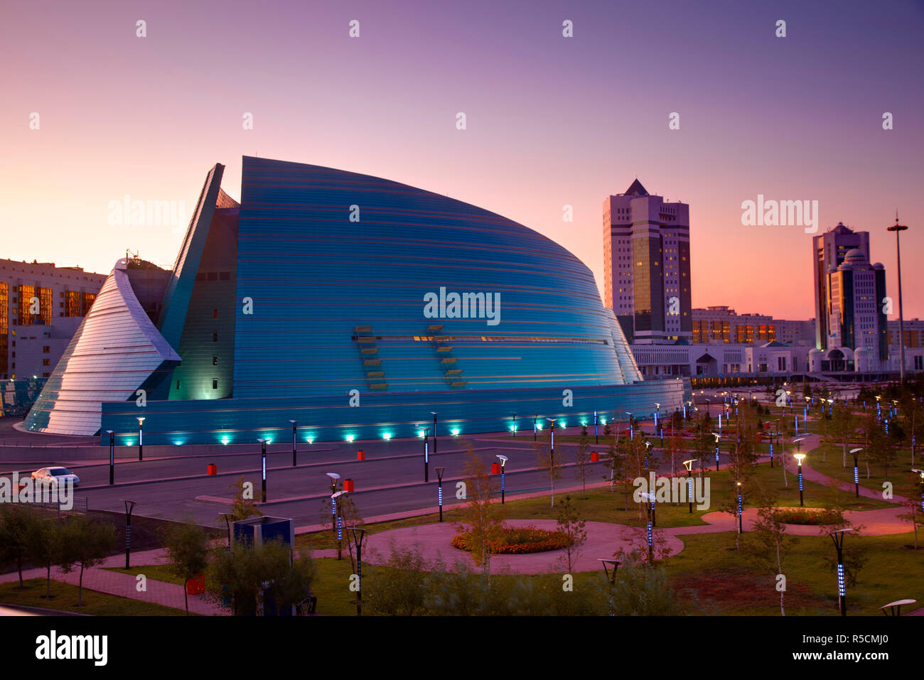 Kazakhstan, Astana, Central Concert Hall, designed like the petals of a ...