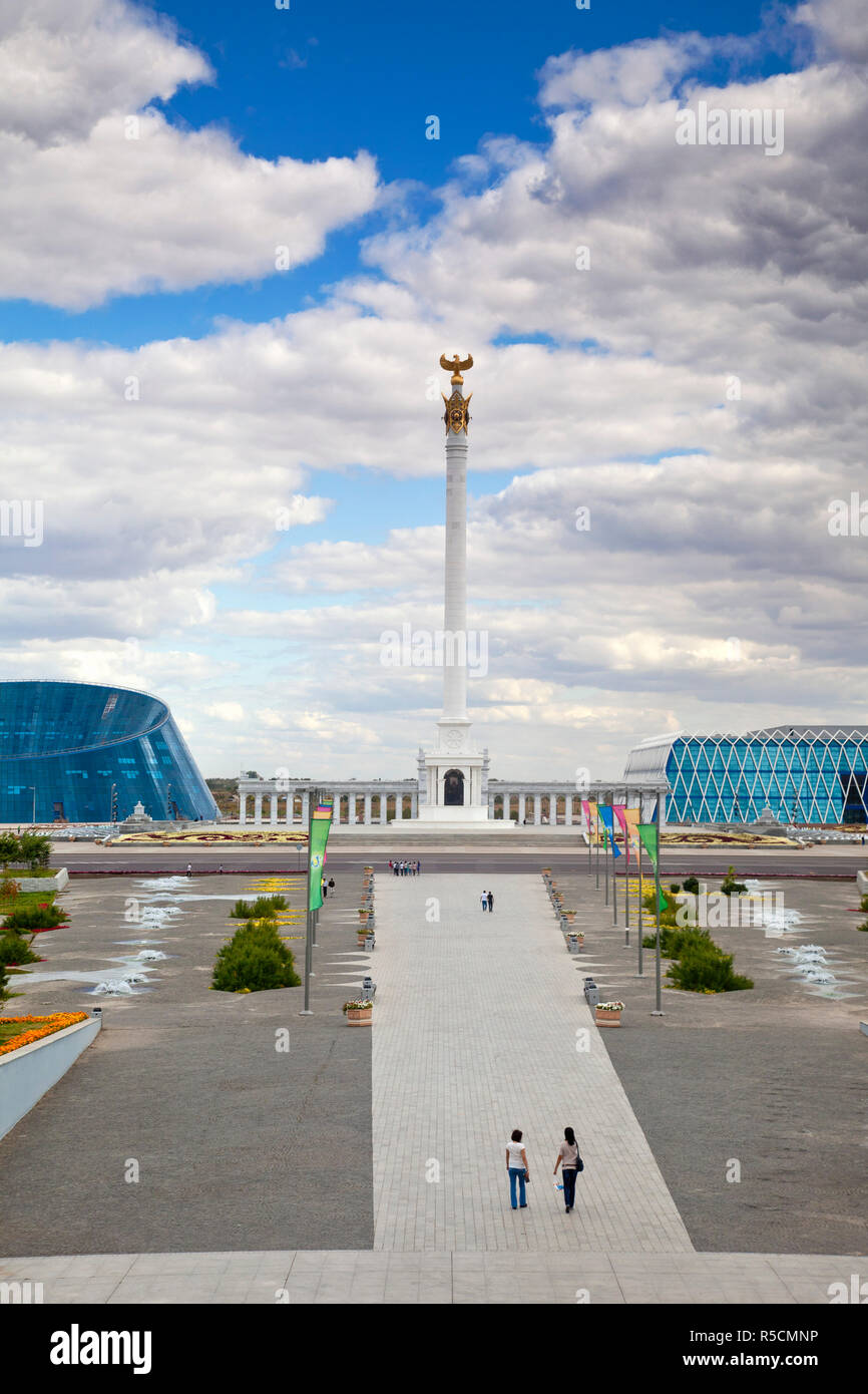 Kazakhstan, Astana, KazakYeli monument (Kazakh Country), Shabyt Palace ...