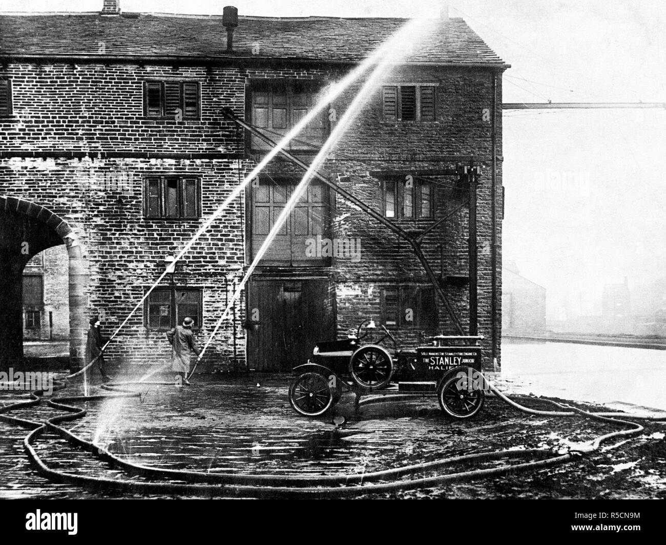 Fire engine, Canal Wharf Sowerby Bridge Stock Photo - Alamy