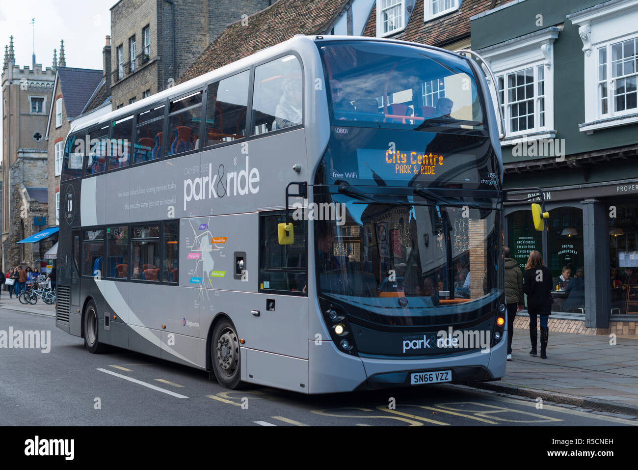 Cambridge Park & Ride scheme bus serving the city centre from Babraham ...