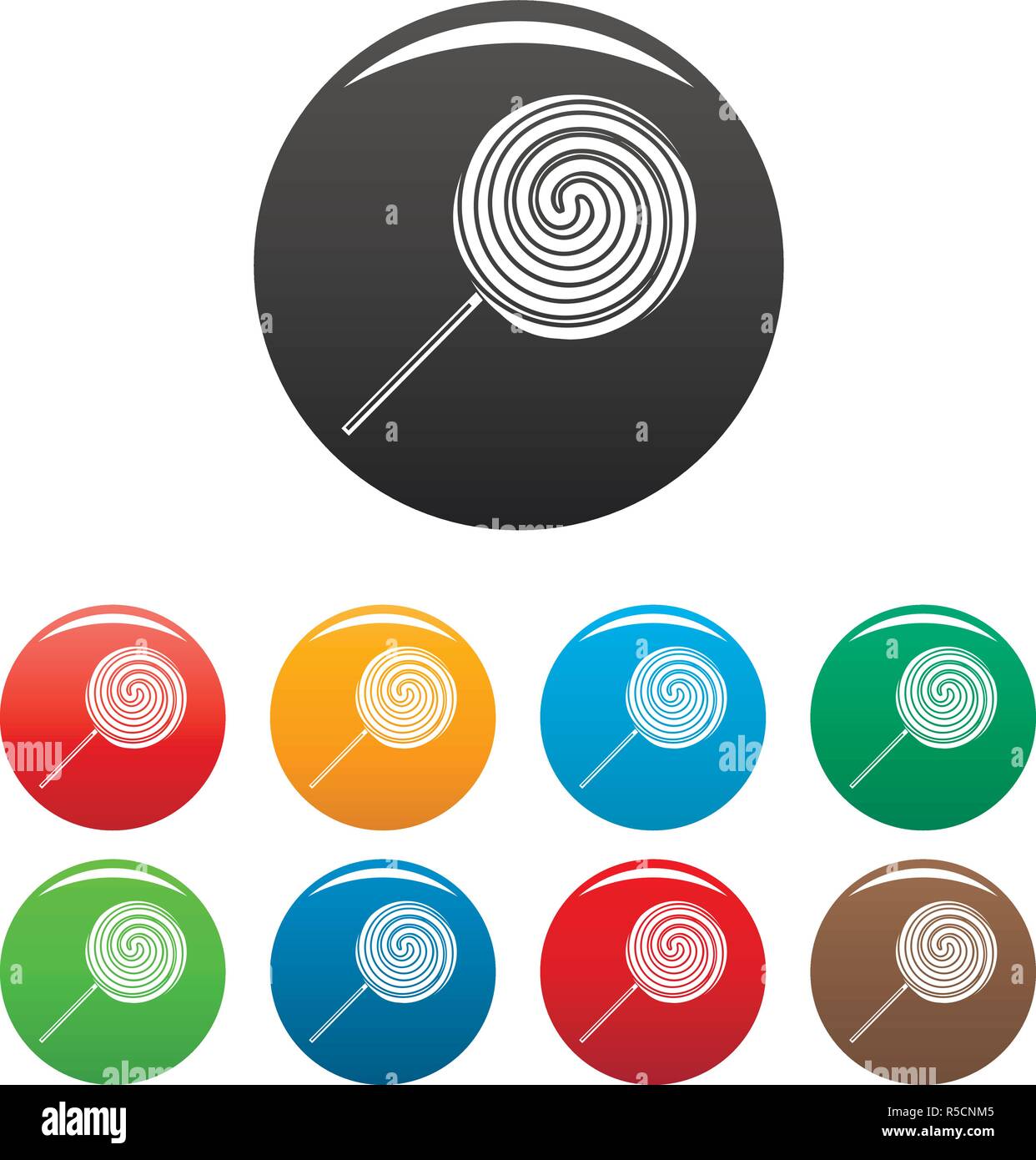 Sweet stick lollipop icons set 9 color vector isolated on white for any ...