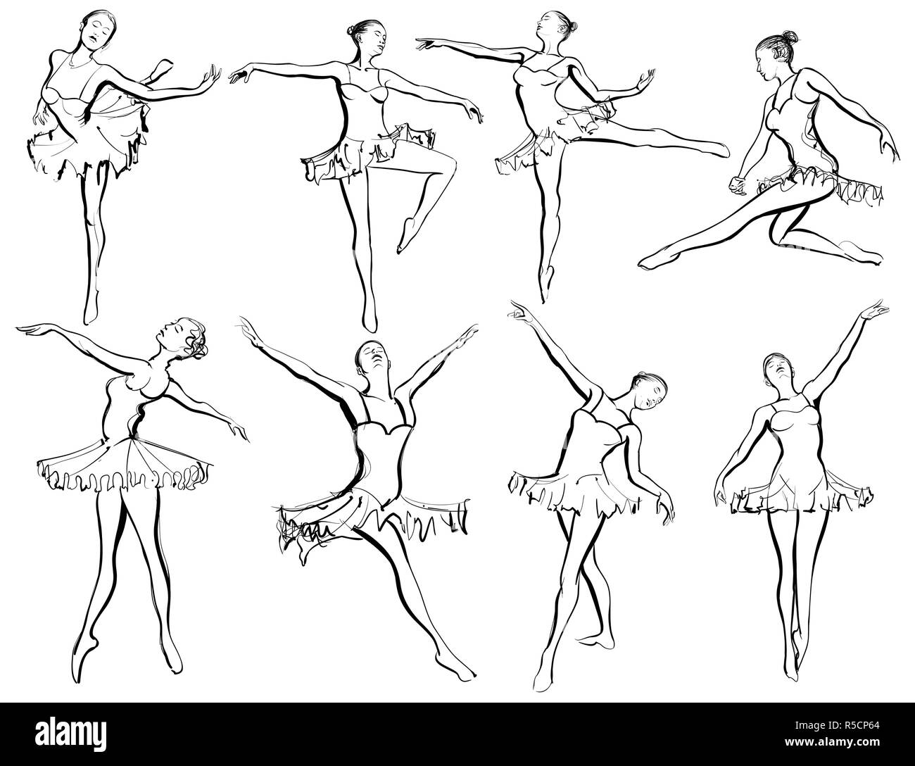 Classical ballet woman-dancers - vector illustration Stock Vector Image ...