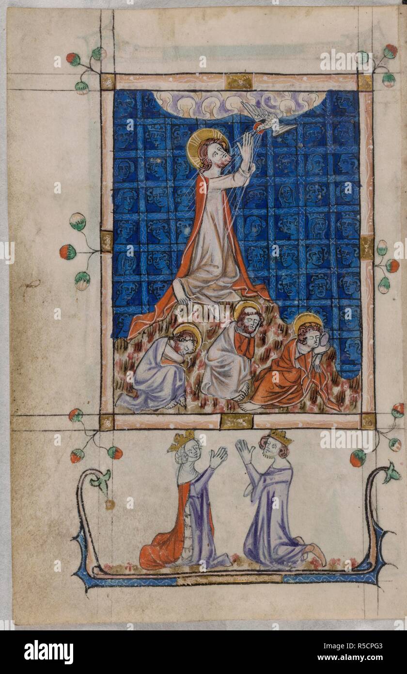 Miniature of the Agony in the garden of Gethsemene, with a bas-de-page ...
