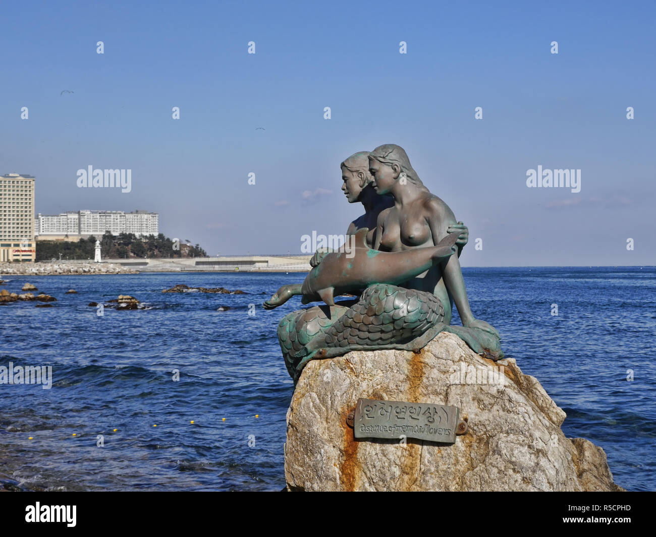 A statue of mermaids in Sokcho city. South Korea. December 2017 Stock ...
