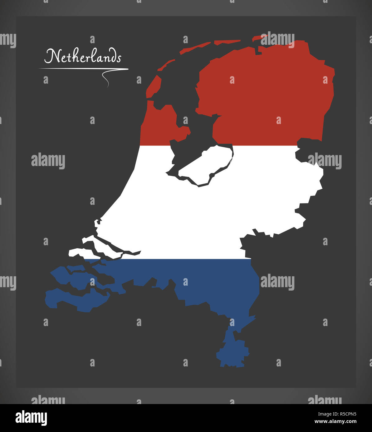 Netherlands map with Dutch national flag illustration Stock Photo - Alamy