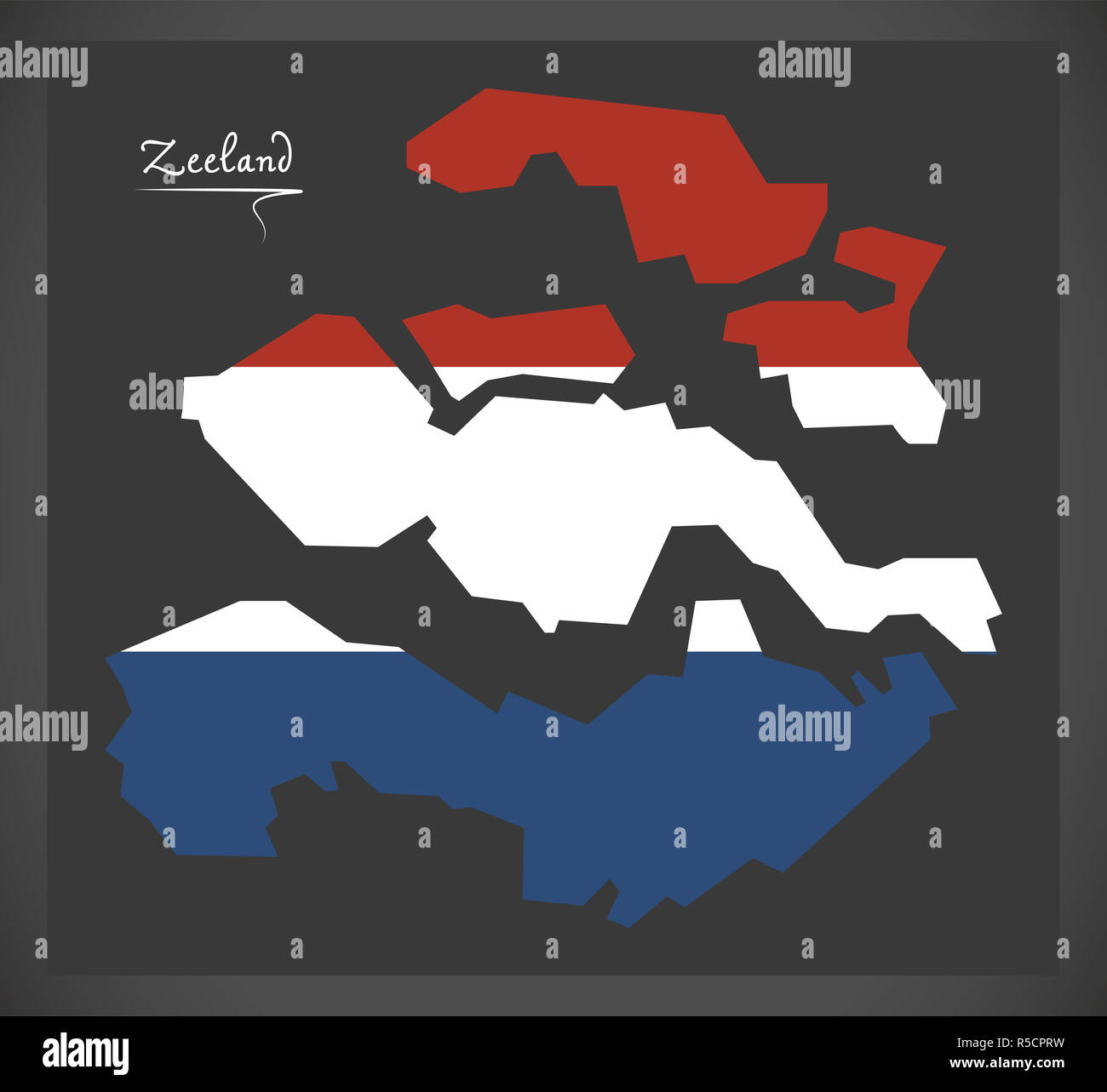 Zeeland Netherlands map with Dutch national flag illustration Stock ...