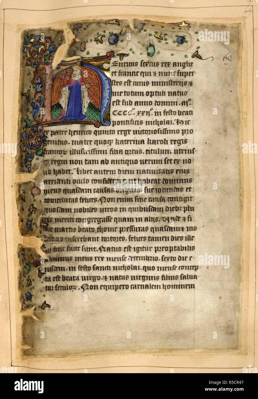 Historiated initial of Henry VI. Source: Cotton Tiberius A. VIII, f.67 ...
