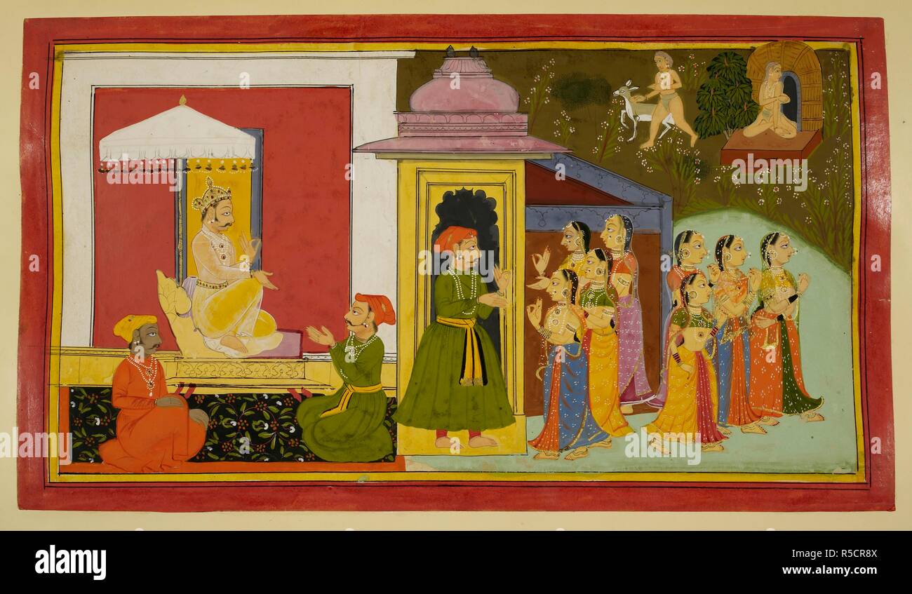 The story of Rishyasringa. Ramayana, Bala Kanda. Udaipur, 1712. This ...
