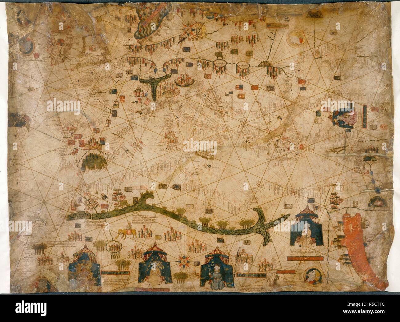 Chart of Mediterranean coasts. Majorca, 1465. (Detail) Portolan chart ...