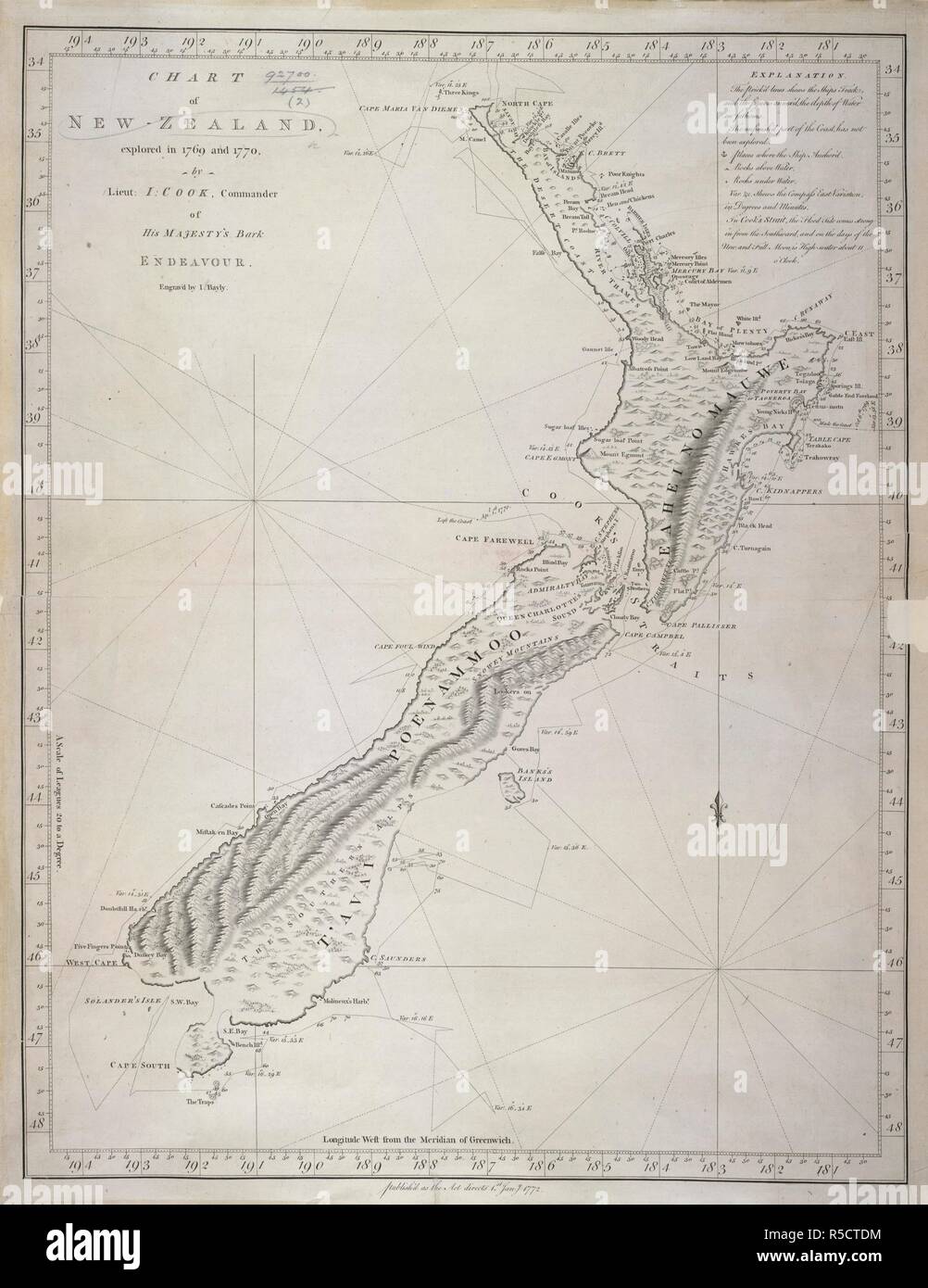 New Zealand. Chart of New Zealand, explored in 1769 and 1770 by. London ...