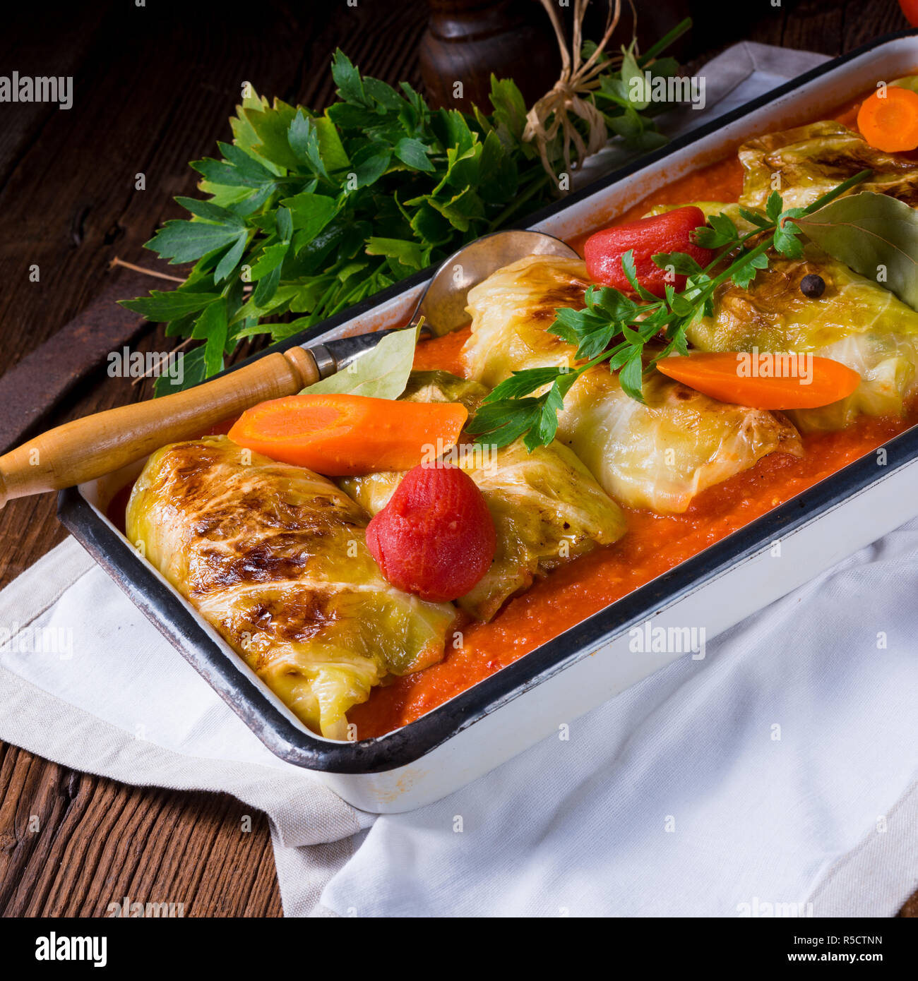 golabki - polish cabbage rolls in tomato sauce Stock Photo - Alamy