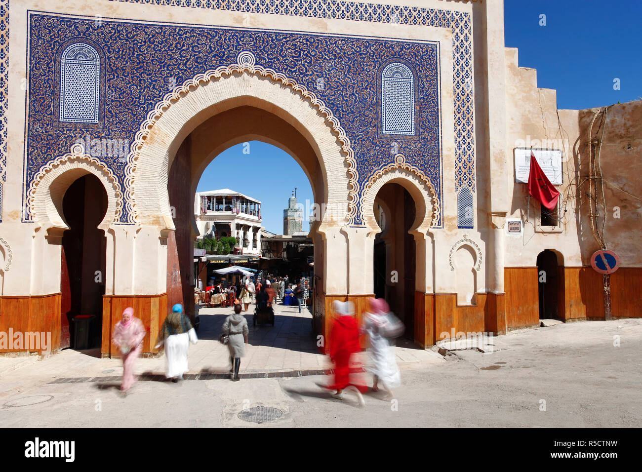 Entrance to the Medina, Souq, Bab Boujeloud (Bab Bou Jeloud), Blue Gate ...