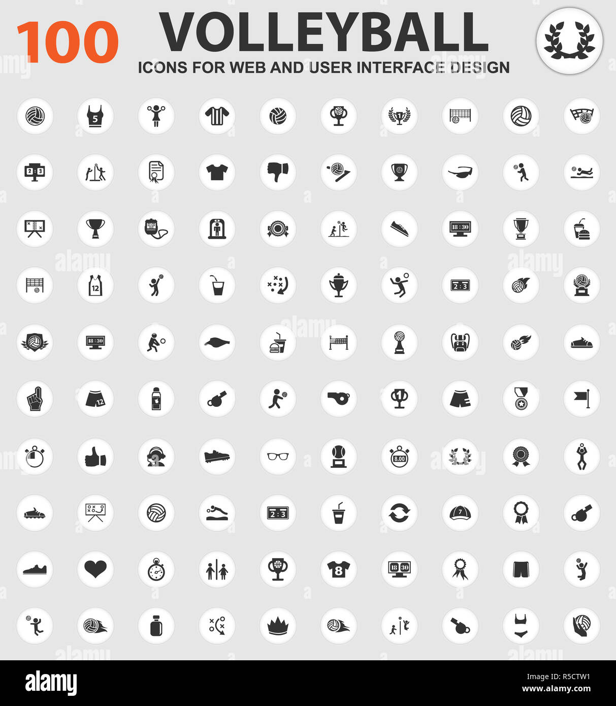 Volleyball icons set Stock Photo - Alamy