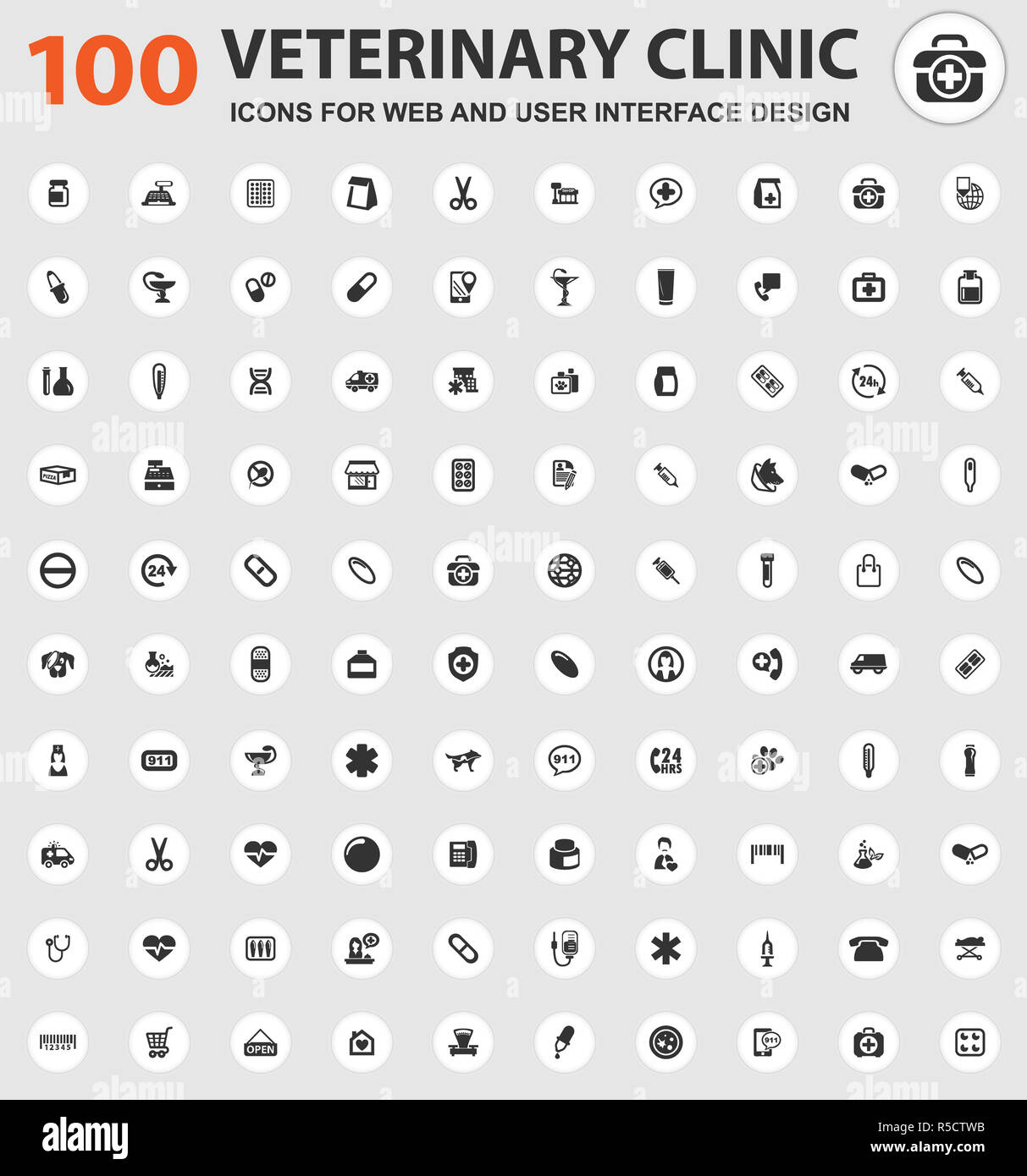 Veterinary clinic icons set Stock Photo - Alamy