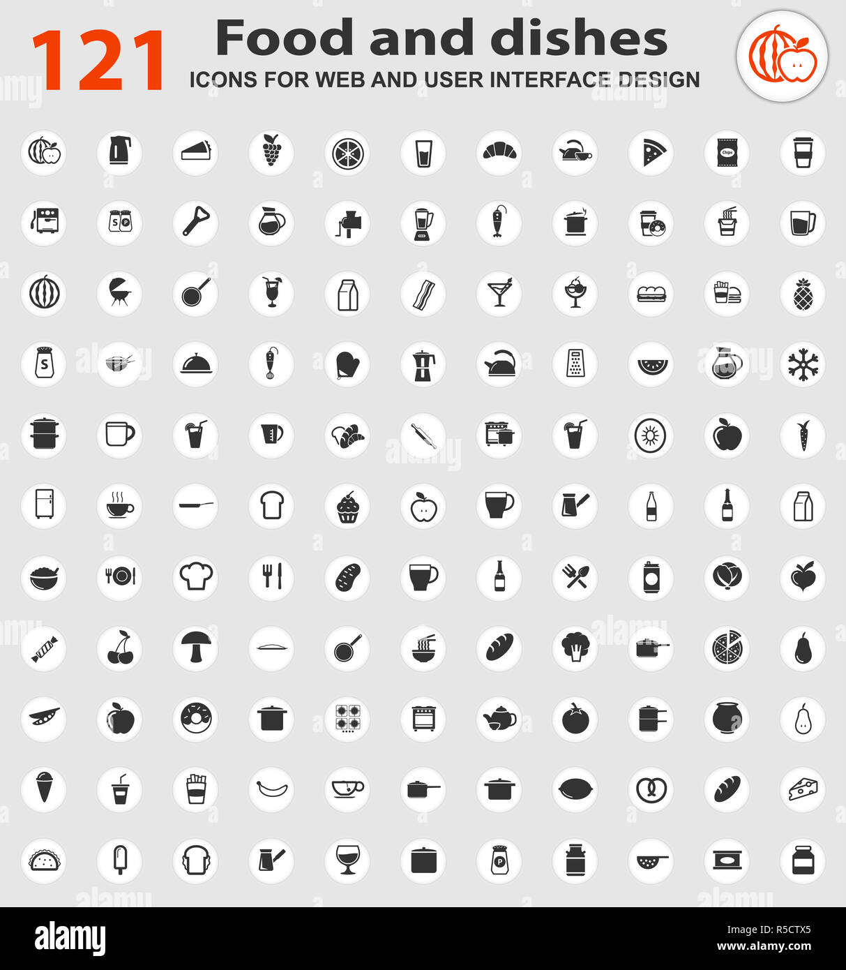 food icon set Stock Photo - Alamy