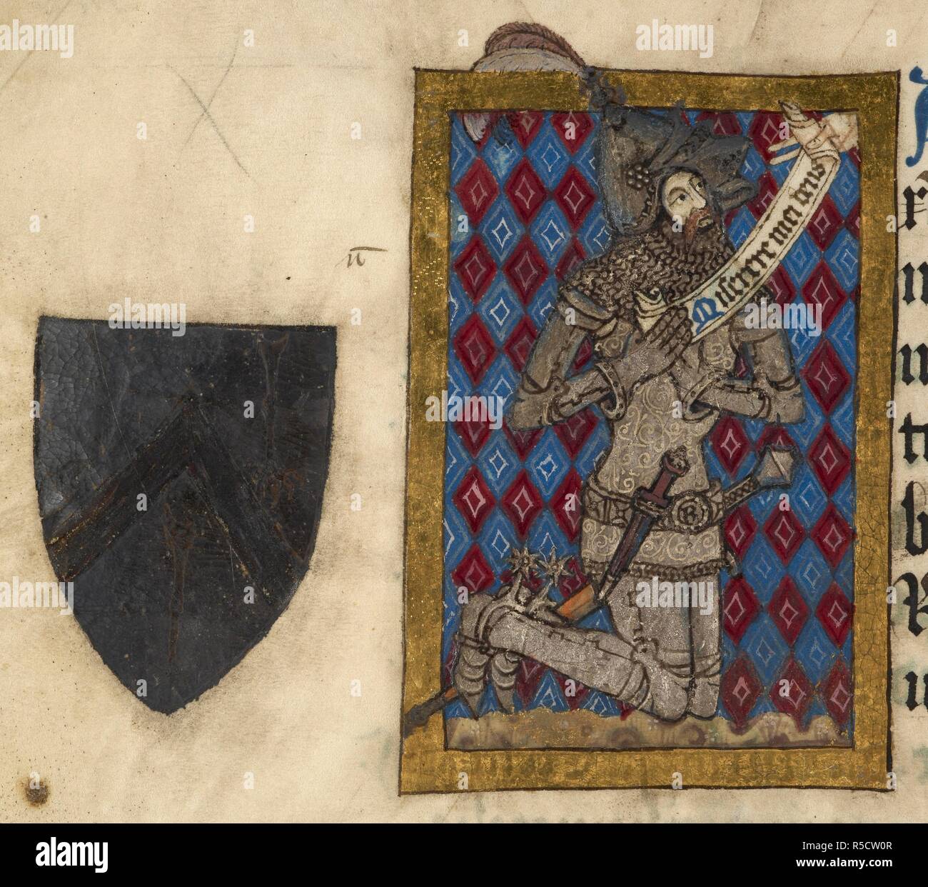 Robert Chamberlain is shown in full armour, kneeling before the Dextera ...